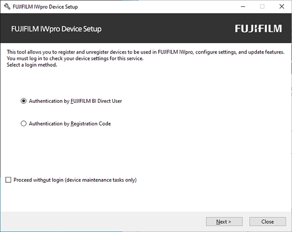 Login Method Selection Screen