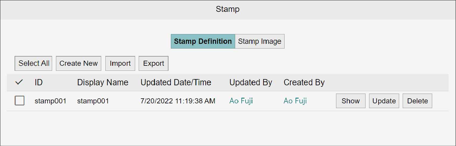 Setting Stamp Definition