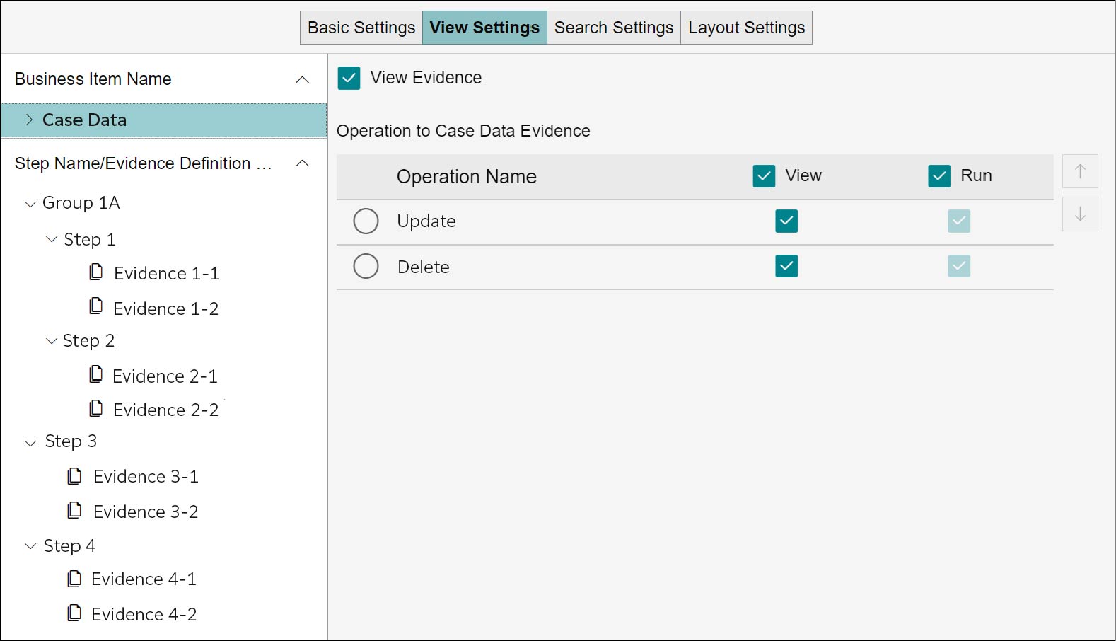 View Settings of View Definition
