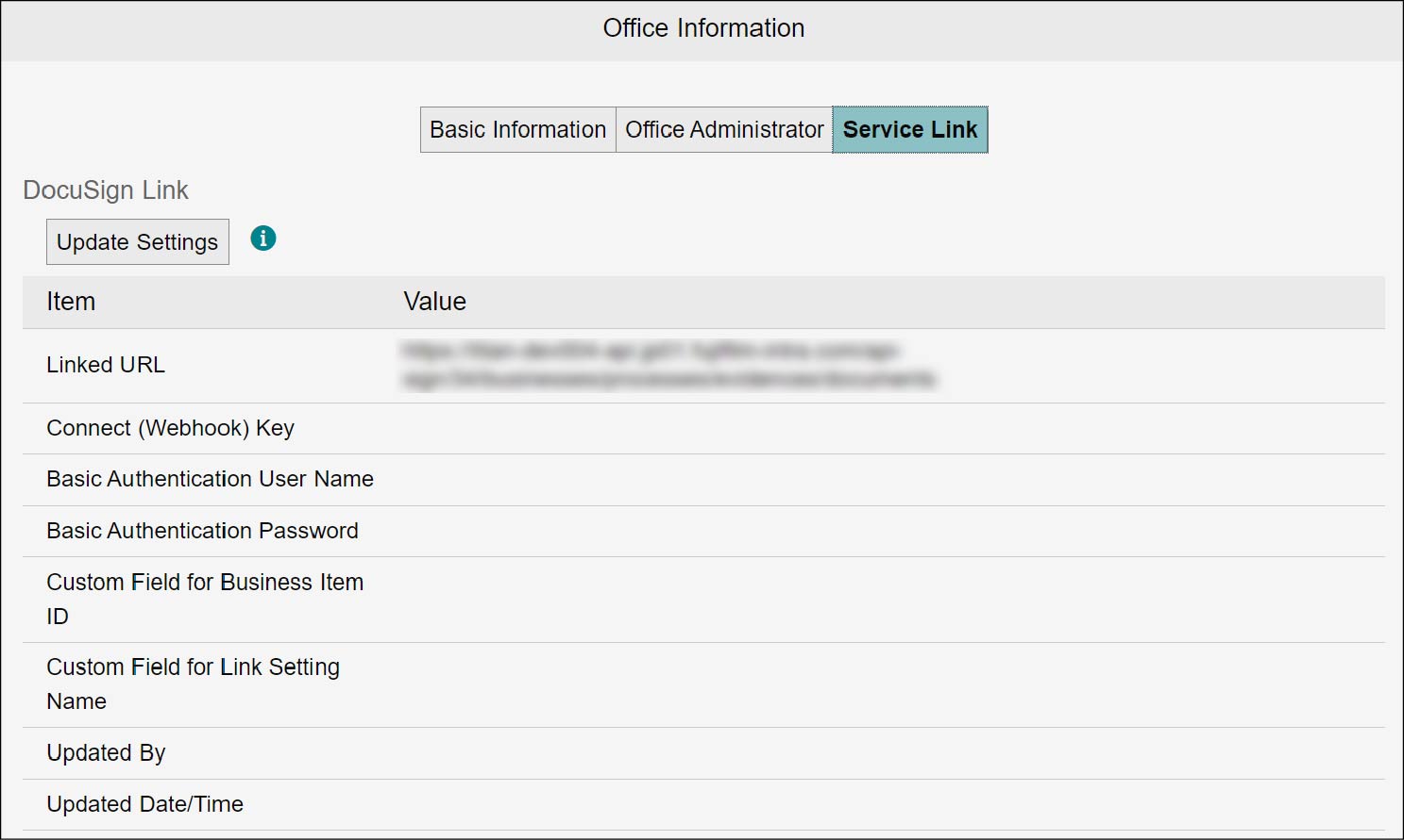 Setting DocuSign Link in Your Office
